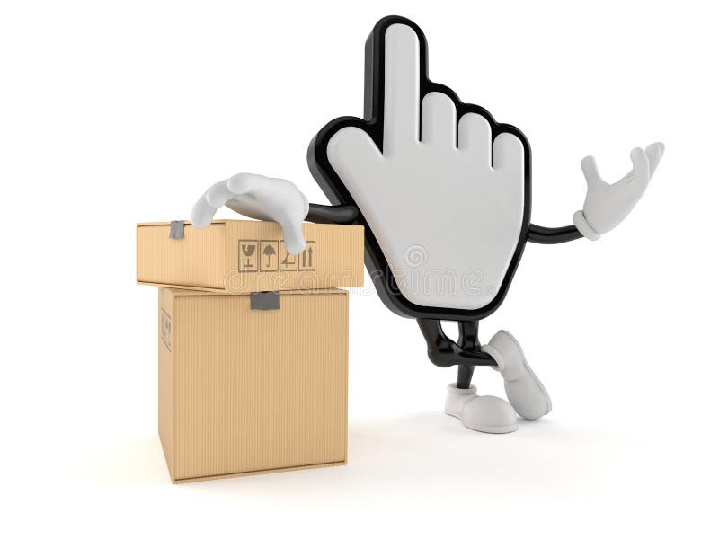 Cursor Character With Stack Of Boxes Stock Illustration - Illustration ...