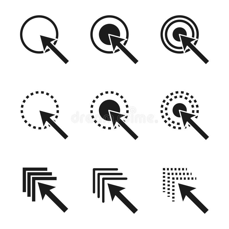 Cursor Click Icon. Arrow Pointer Graphic. Circular Selection Symbol. Navigation Vector Stock ...