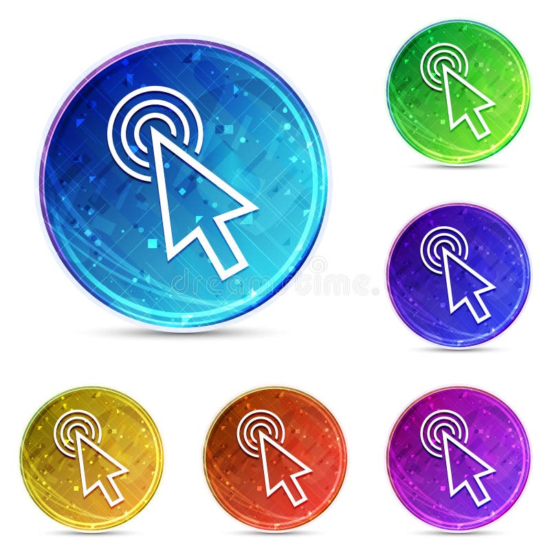 Cursor Click Icon Digital Abstract Round Buttons Set Illustration Stock ...