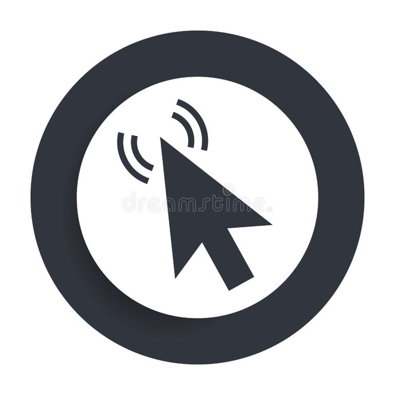 Cursor Click Icon Flat Vector Round Button Clean Black and White Design ...