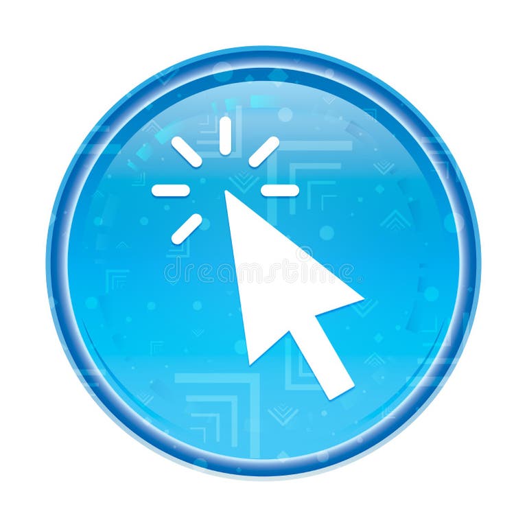 Cursor Click Icon Floral Blue Round Button Stock Illustration ...