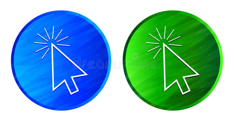 Cursor Click Icon Grunge Texture Round Button Set Illustration Stock ...