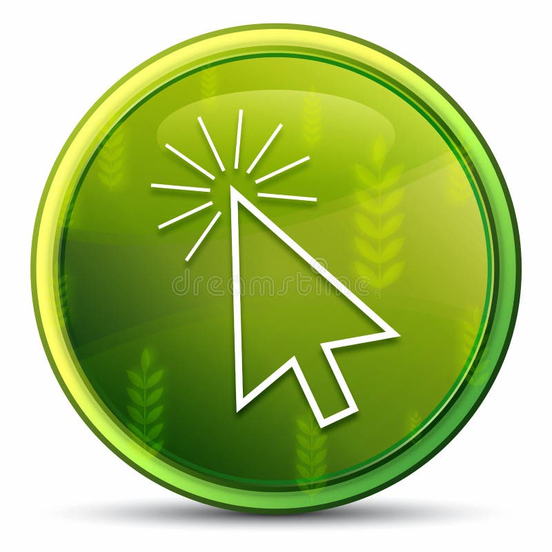 Cursor Click Icon Spring Bright Natural Green Round Button Illustration ...
