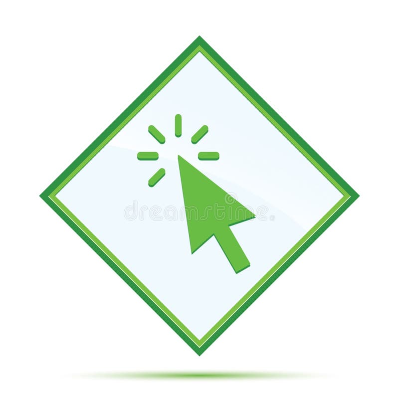 Cursor Click Icon Modern Abstract Green Diamond Button Stock ...
