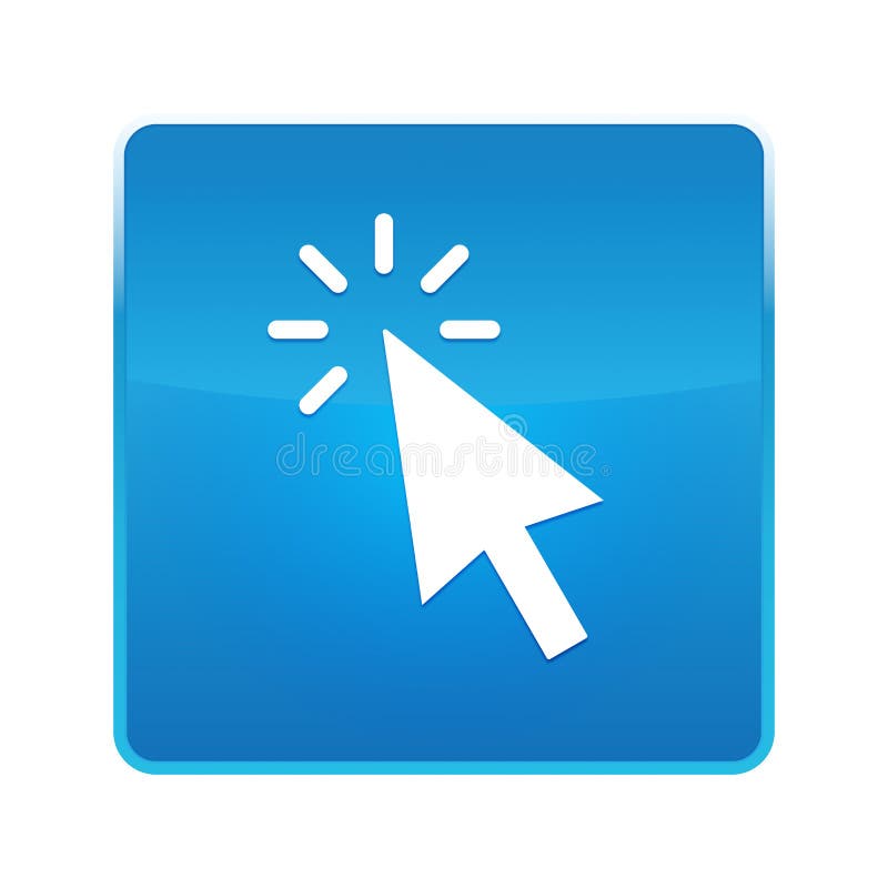 Cursor Click Icon Shiny Blue Square Button Stock Illustration ...