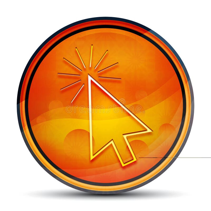 Cursor Click Icon Shiny Bright Orange Round Button Illustration Stock ...
