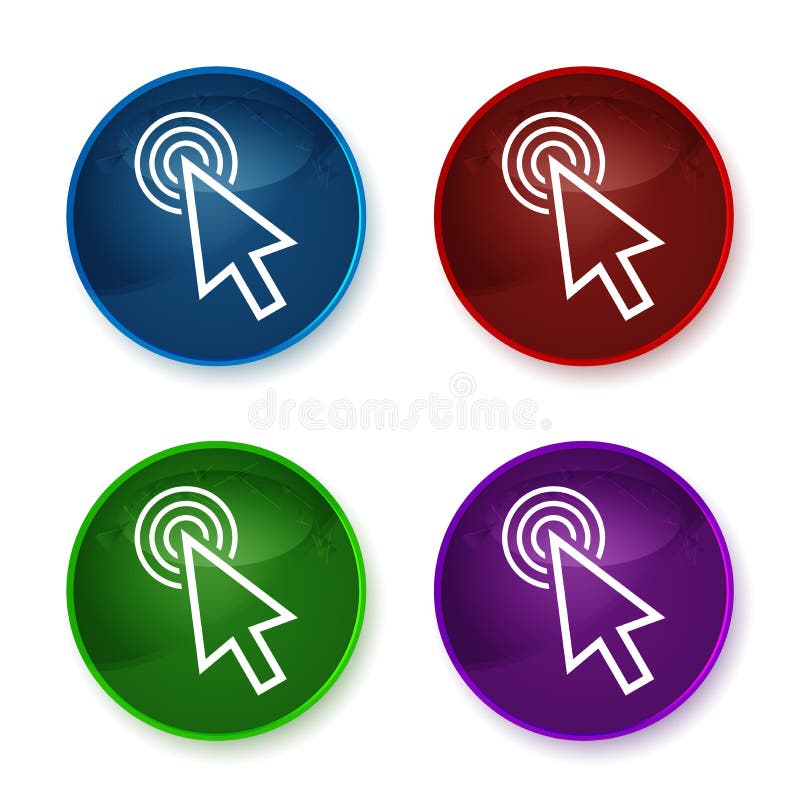 Cursor Click Icon Shiny Round Buttons Set Illustration Stock Vector ...