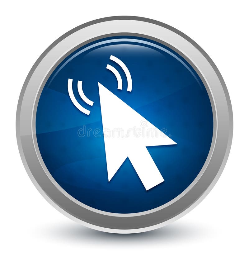 Cursor Click Icon Starburst Shiny Blue Round Button Illustration Design ...
