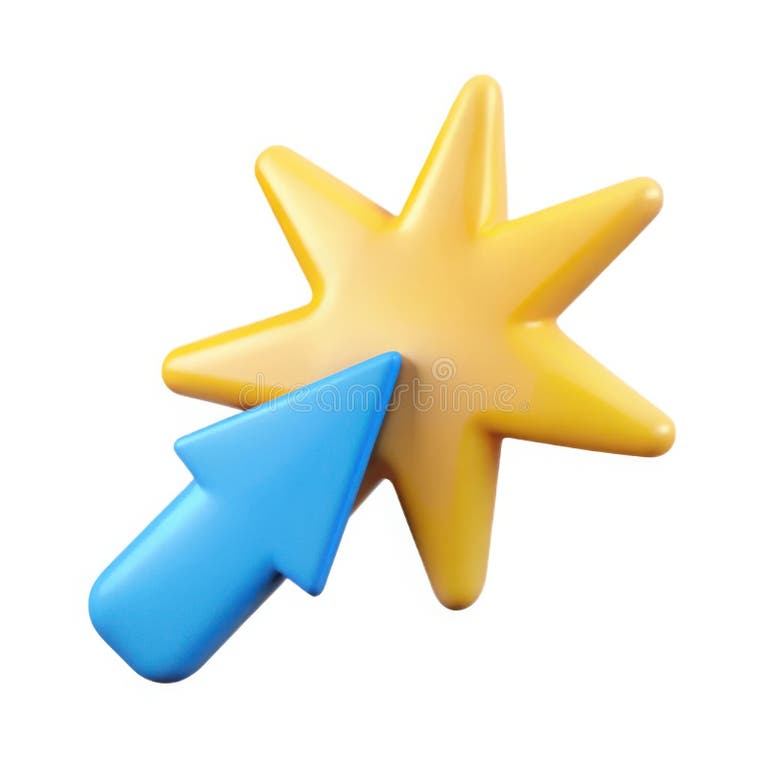 Cursor Clicking Star Icon Rating System Yellow Blue Render Stock Illustration - Illustration of ...