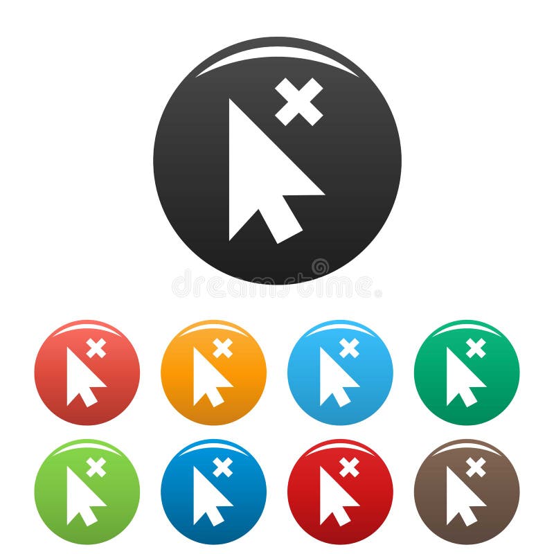 Cursor Close Element Icons Set Color Vector Stock Vector - Illustration ...