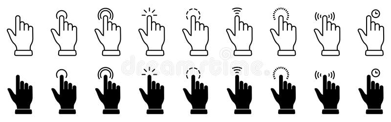 Set of Cursor. Computer Mouse Click Cursor Gray Arrow Icons Set and ...