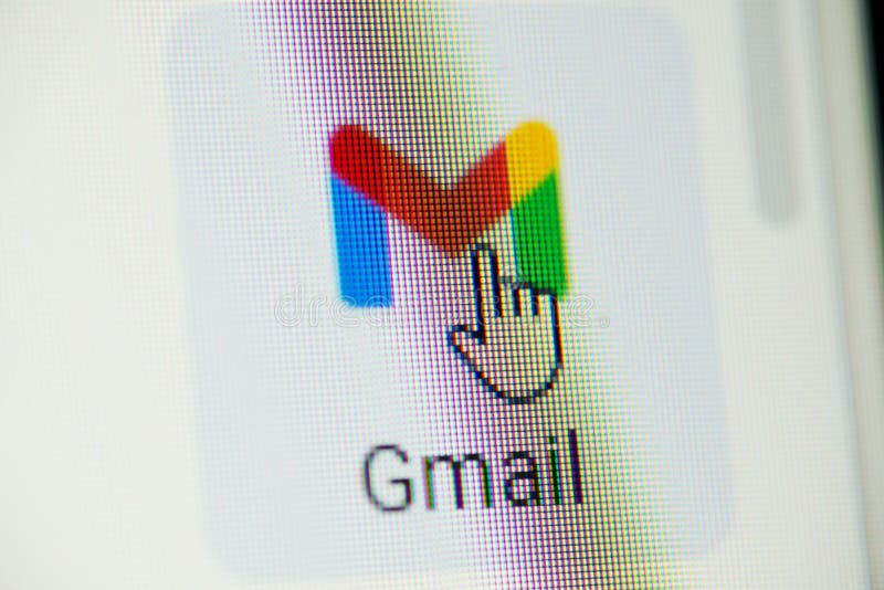 Cursor on Computer Screen Clicking on Google Mail Icon. Chernihiv ...