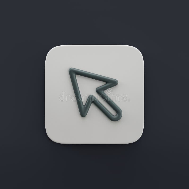 Cursor 3d Icon, Outilne Design and Development Icon in Grey Color on a ...