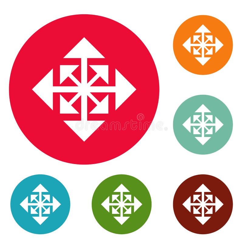 Cursor Displacement Arrow Icons Circle Set Stock Illustration ...