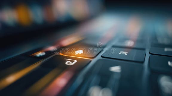 Cursor Gliding Over a Sleek Laptop Keyboard in a Minimalist Workspace ...