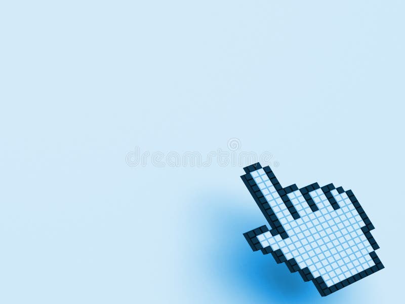 Cursor Hand on Blue Background Shows Blank Copy Space Website Stock ...
