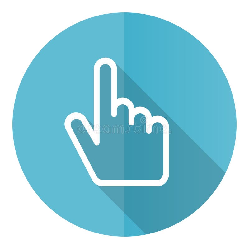 Cursor Hand Blue Round Flat Design Vector Icon Isolated on White ...