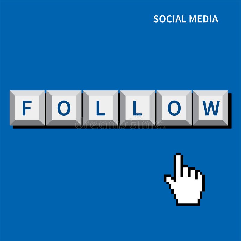 Cursor Hand Click Follow Button Stock Vector - Illustration of ...