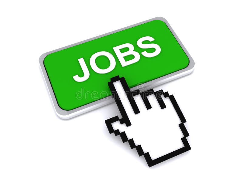 Cursor hand on jobs button stock illustration. Illustration of pressing ...