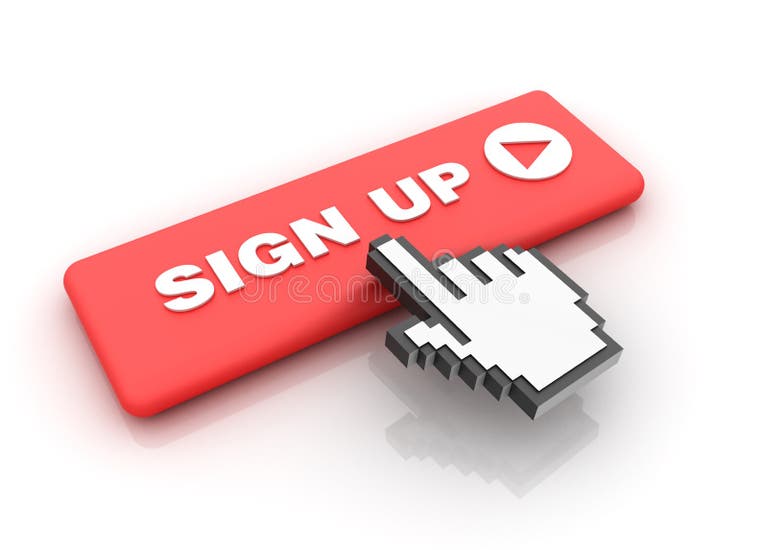 Cursor Hand over Sign Up stock illustration. Illustration of research ...