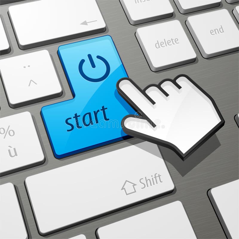 Cursor Hand Over Start Button Stock Vector - Illustration of overhead ...