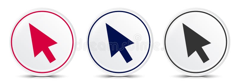 Cursor Icon Crystal Flat Round Button Set Illustration Design Stock ...