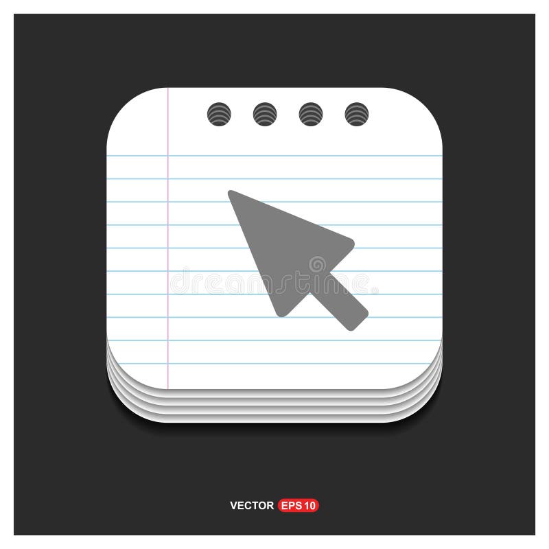 Cursor Icon Gray Icon on Notepad Style Template Vector EPS 10 Fr Stock Vector - Illustration of ...