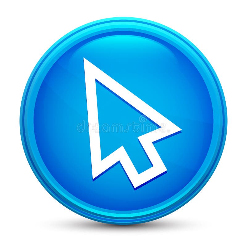Cursor Icon Glass Shiny Blue Round Button Isolated Design Vector ...