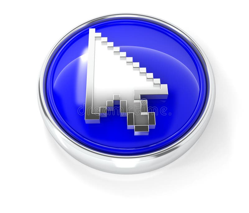 Cursor Icon on Glossy Blue Round Button Stock Illustration ...
