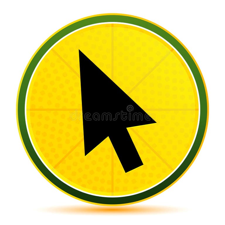 Cursor Icon Lemon Lime Yellow Round Button Illustration Stock ...