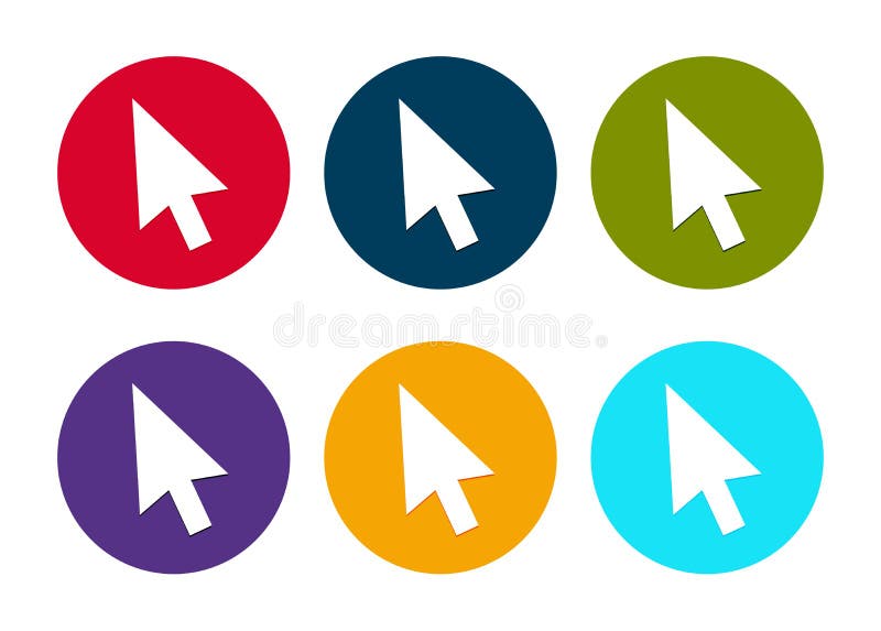 Cursor Icon Modern Flat Round Button Set Illustration Stock Vector - Illustration of navigation ...