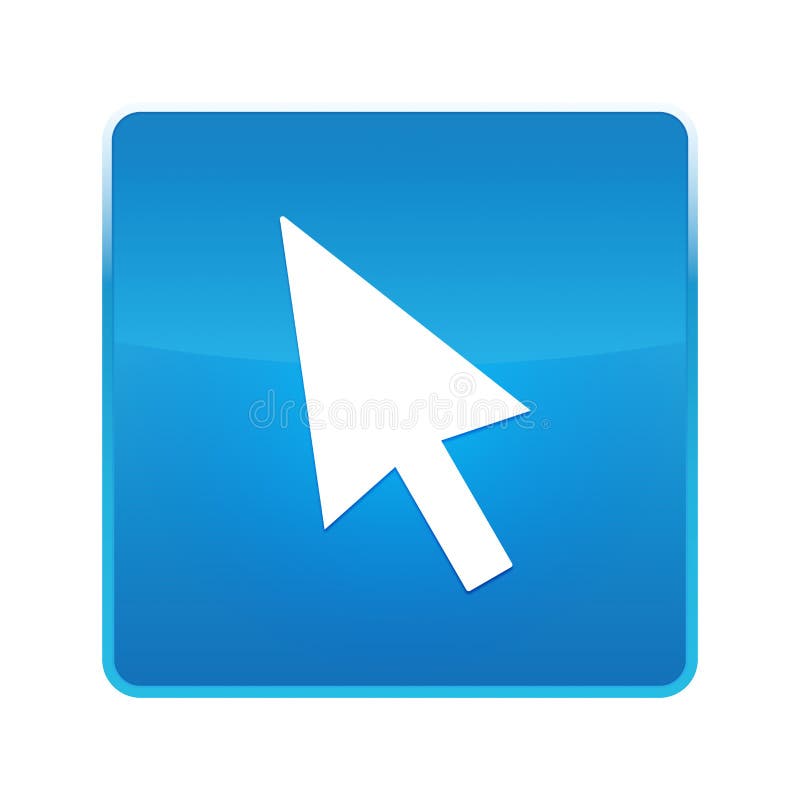 Cursor Icon Shiny Blue Square Button Stock Illustration - Illustration ...