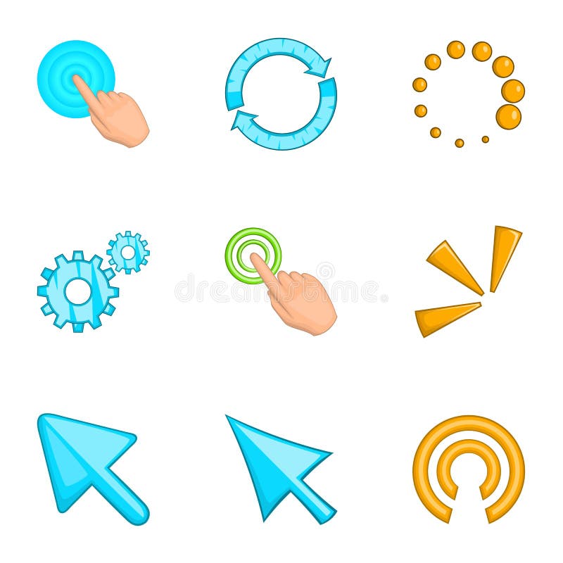 Cursor Icons Set, Cartoon Style Stock Vector - Illustration of point ...