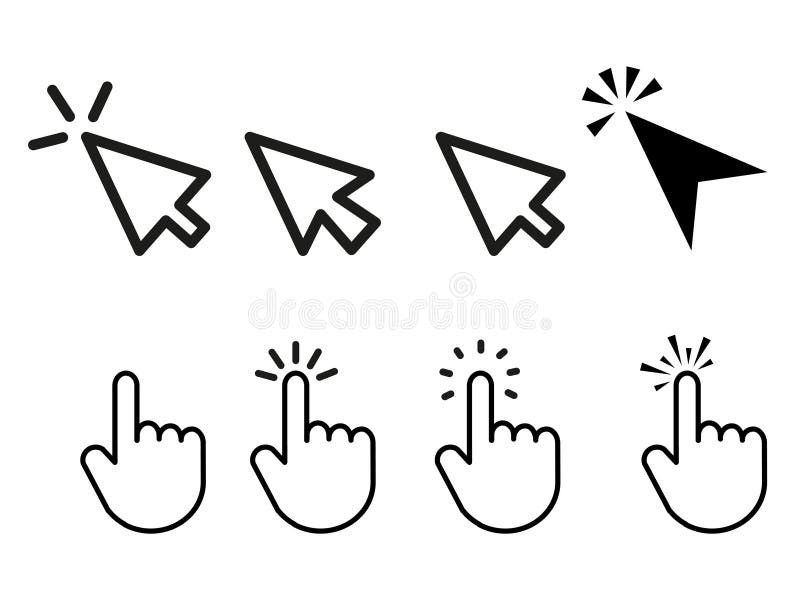 Cursor Icons Set. Mouse Pointer Symbols. Hand Click Shapes Stock ...