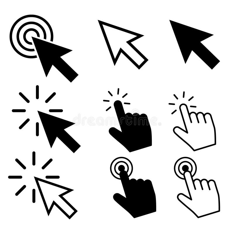 Cursor Icons Vector Set. Mouse Illustration Sign Collection. Click ...