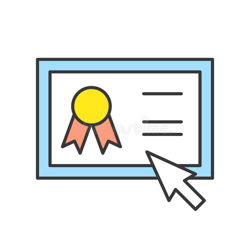 Cursor Mouse and Diploma, Take Course and Online Education Concept ...