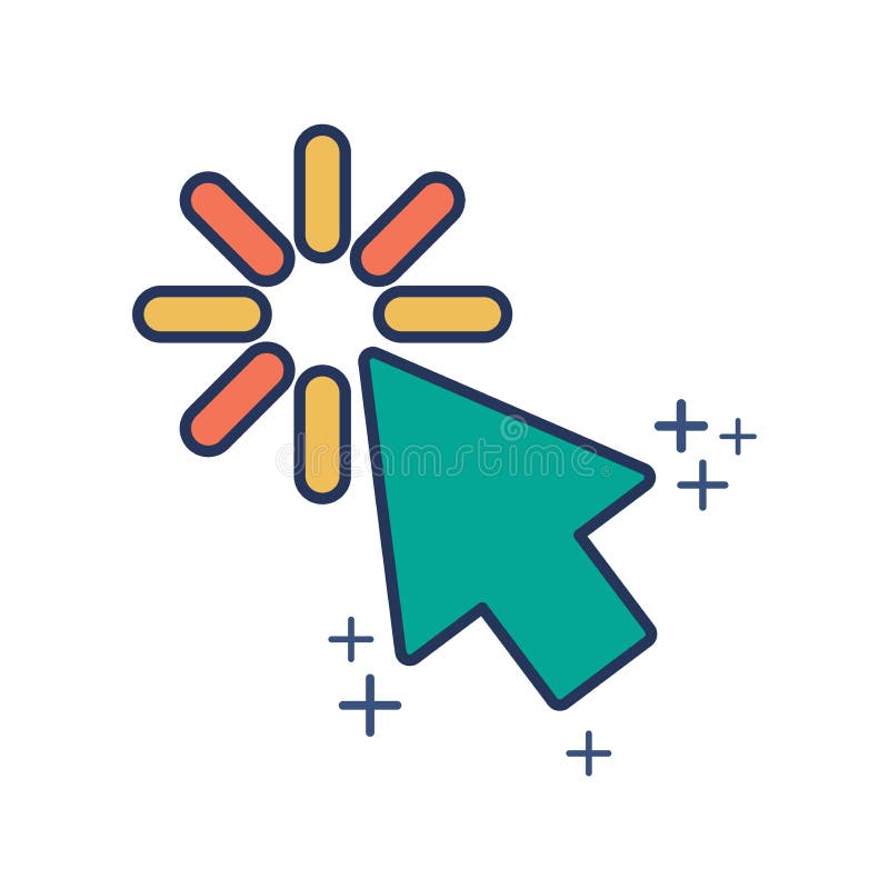 Cursor Mouse Icon Vector Illustration Glyph Style Design with Color and ...