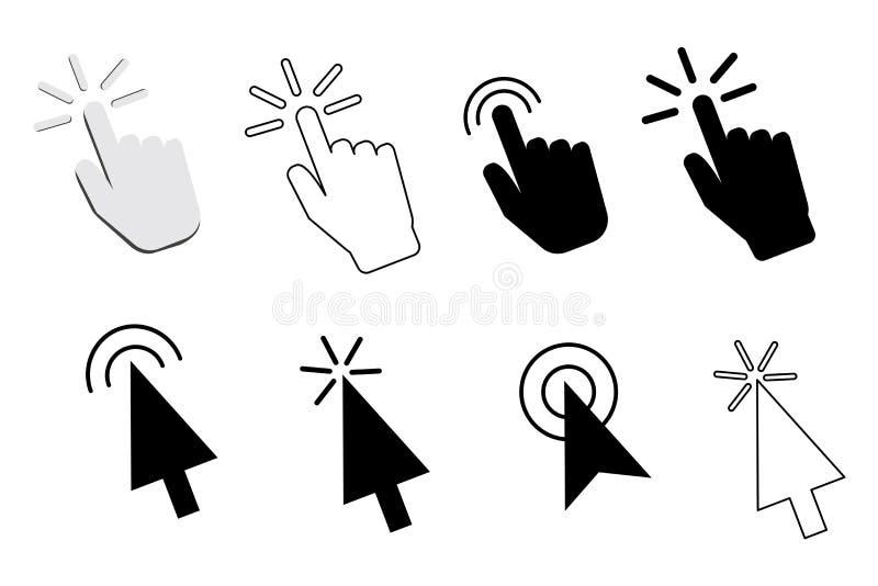 Cursor or Mouse Pointer Icon. Vector Set of Computer Arrow Symbols ...