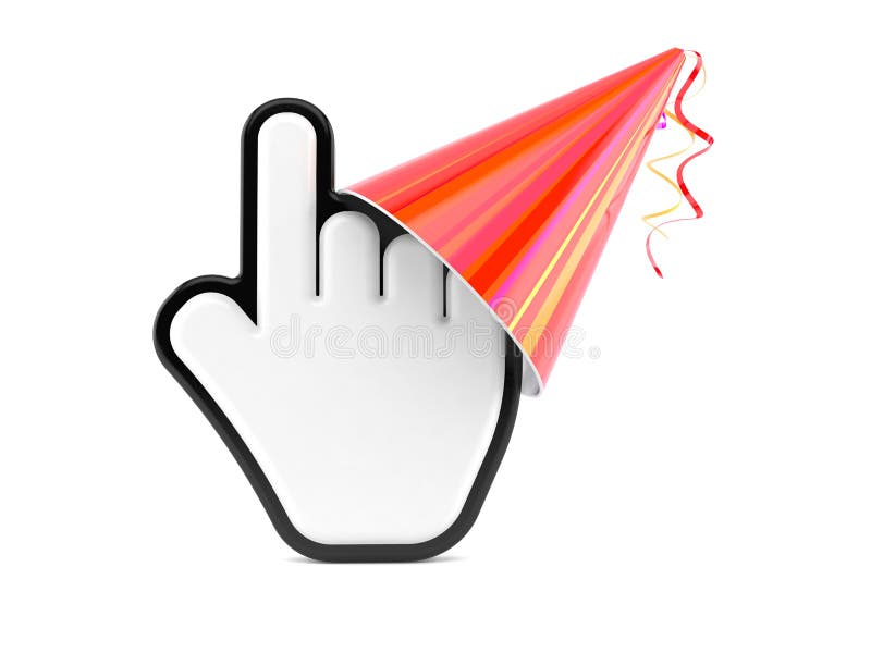 Cursor with party hat stock illustration. Illustration of carnival ...