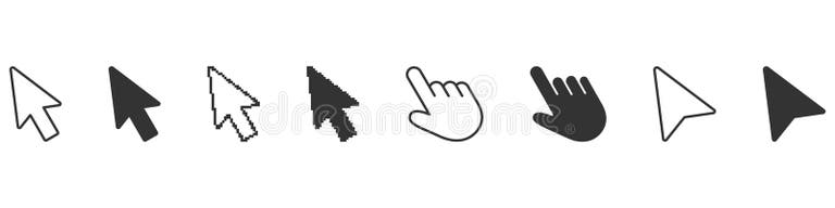 Cursor and Pointer Icons Line and Solid Icon Set. Mouse Click Symbols ...