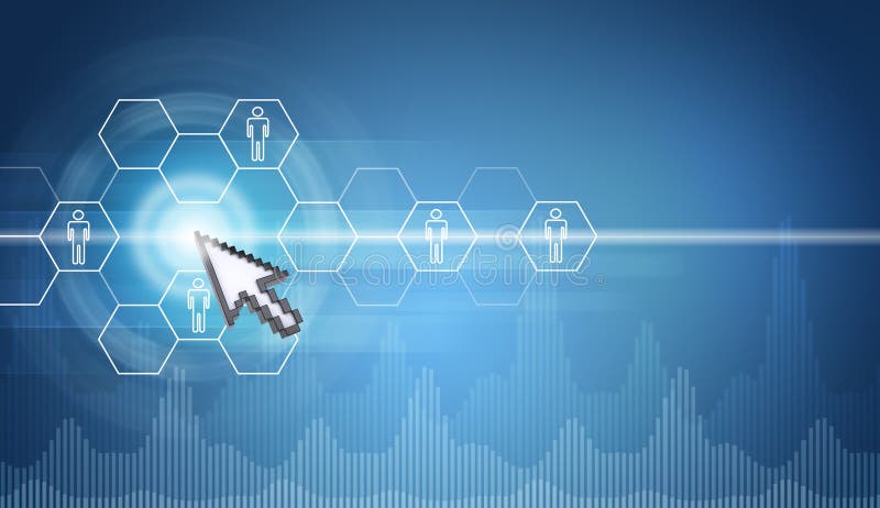 Cursor Pressing on Virtual Screen, People Signs Stock Photo - Image of ...