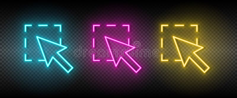 Cursor Blue Neon Vector Icon. Simple Element Illustration from Map and ...