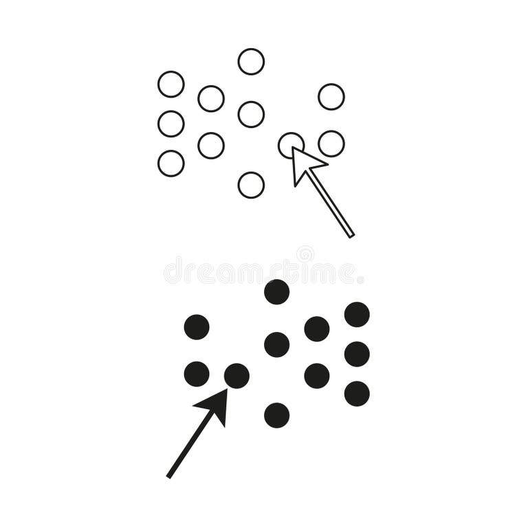 Cursor Selection Icon. Dotted and Solid Circles. Arrow Pointer Graphic ...