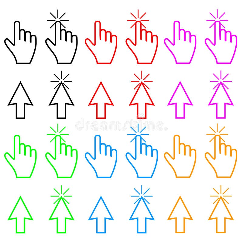 Click Cursors Icons Set, Cartoon Style Stock Vector - Illustration of ...