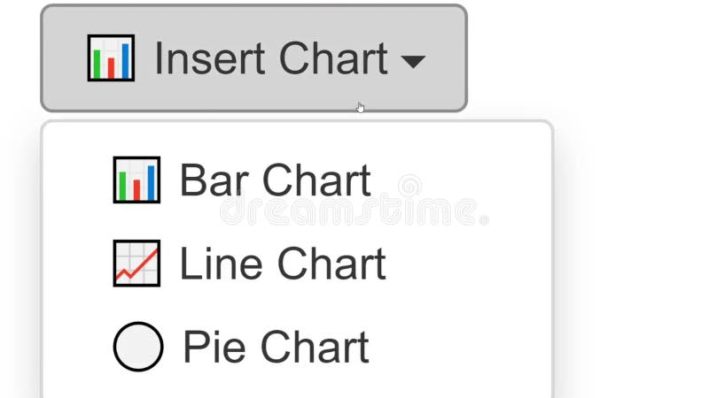 Cursor Slides Over and Clicks Insert Line Chart in Spreadsheet. Mouse Pointer on Device Computer ...