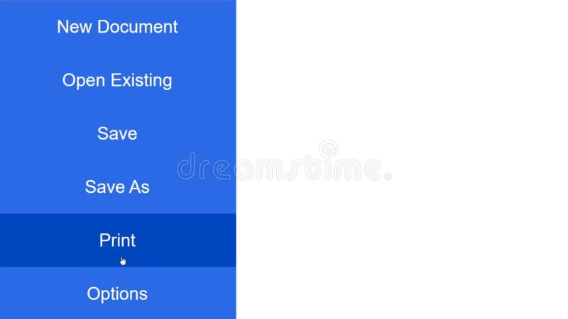 Cursor Slides Over and Clicks Print Document. Mouse Pointer on Device Computer Monitor Screen ...