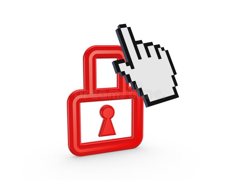 Cursor and symbol of lock. stock illustration. Illustration of access ...