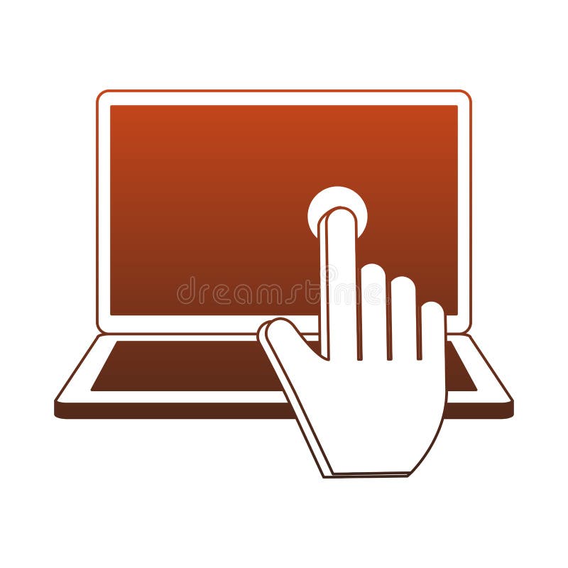 Cursor Touching Laptop Screen Scribble Stock Vector - Illustration of ...
