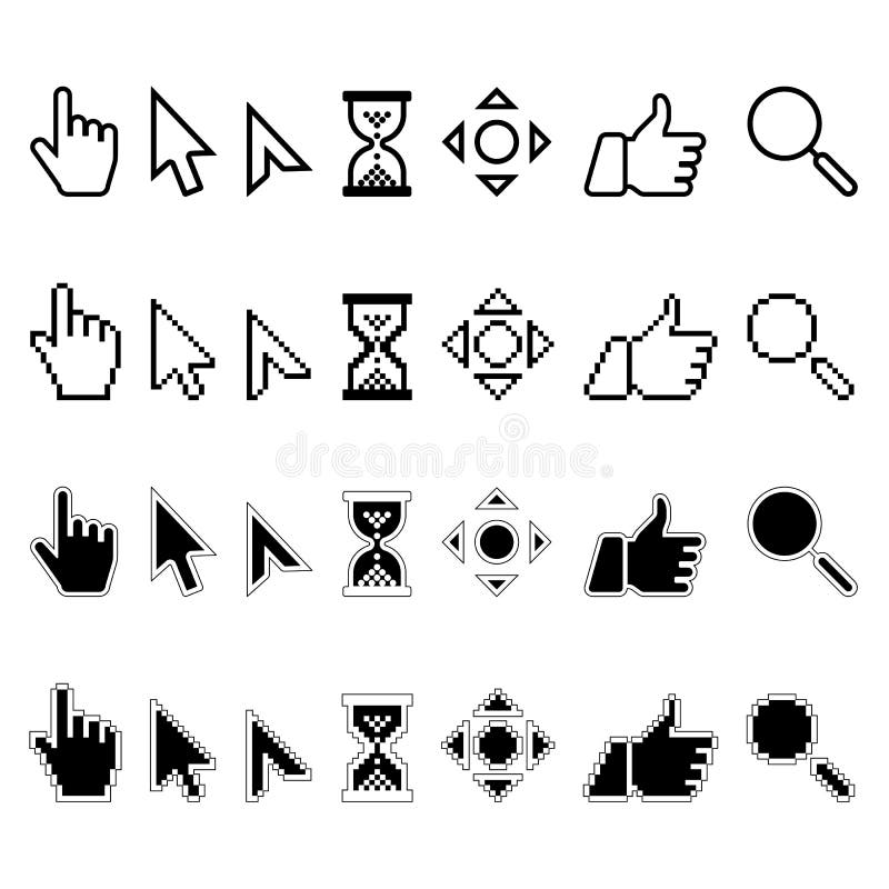 Pointer Click Icon Clicking Cursor Pointing Hand Clicks And Waiting Loading Icons Vector