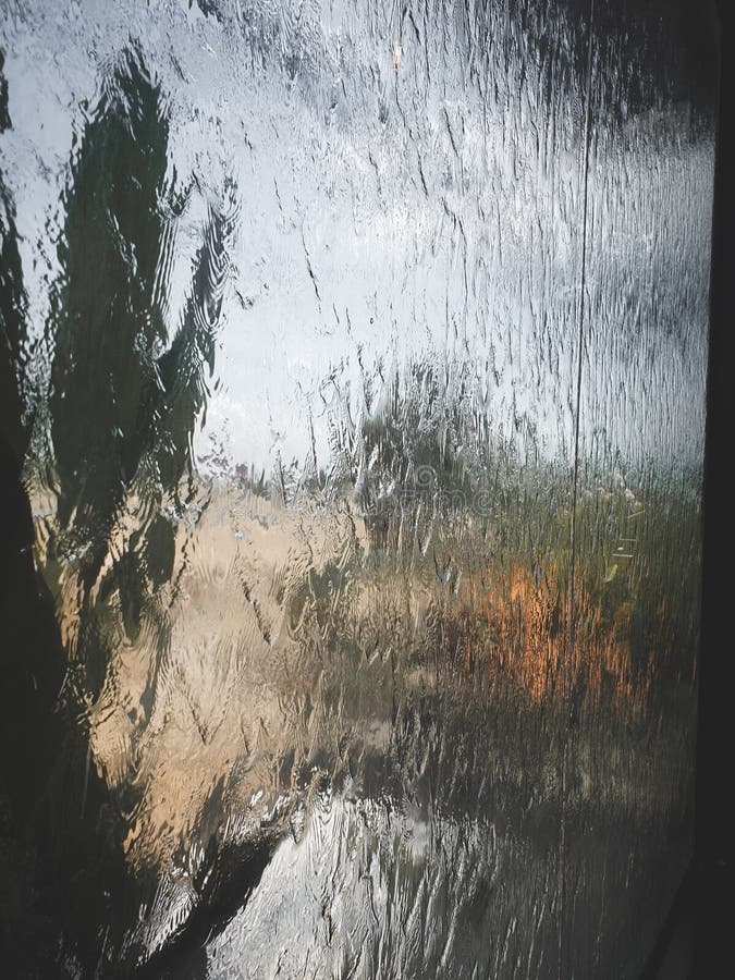 The Curtain Falls Down the Window. Stock Image - Image of window, frost ...